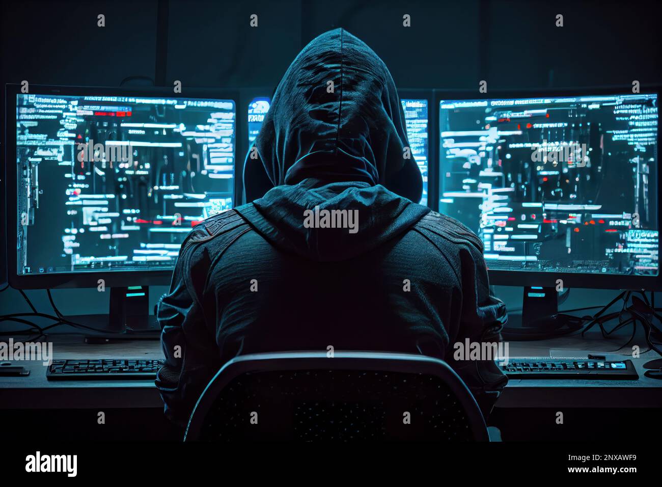 Man computer danger back view hi-res stock photography and images - Alamy