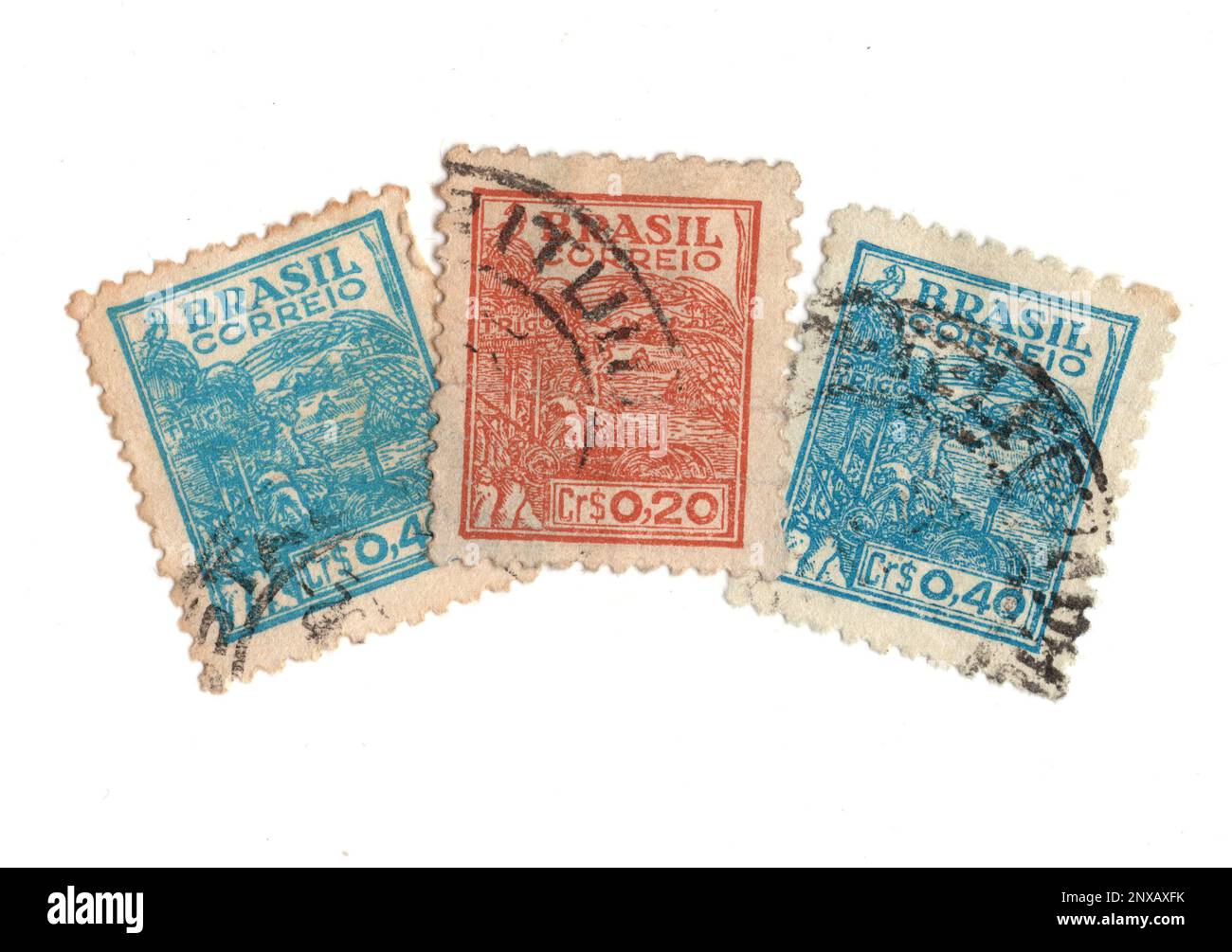 Vintage postage stamps from Brazil isolated on a white background Stock ...