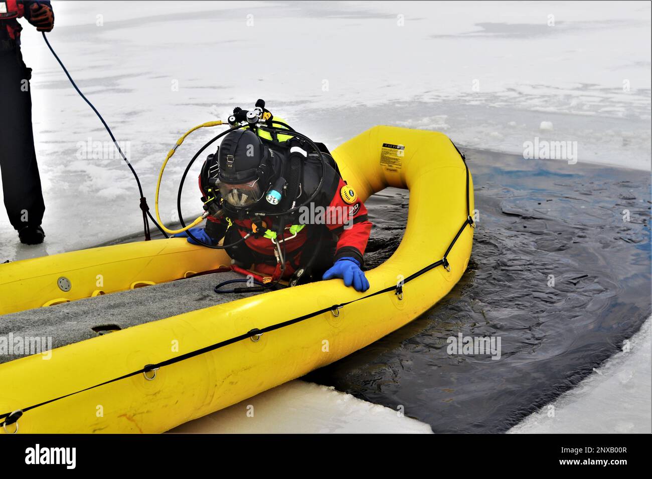 A firefighter with the Directorate of Emergency Services Fire ...