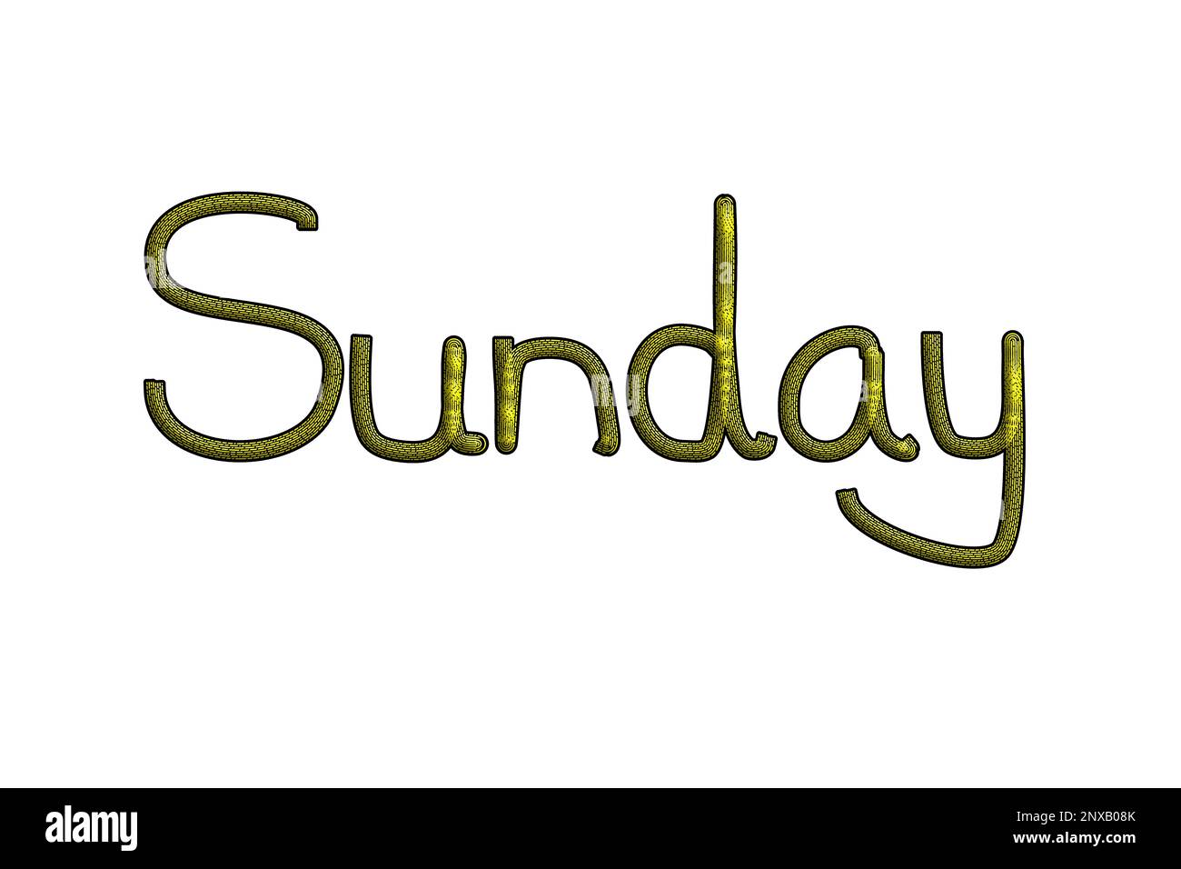 Sunday, word in hand written letters isolated on background as banner ...