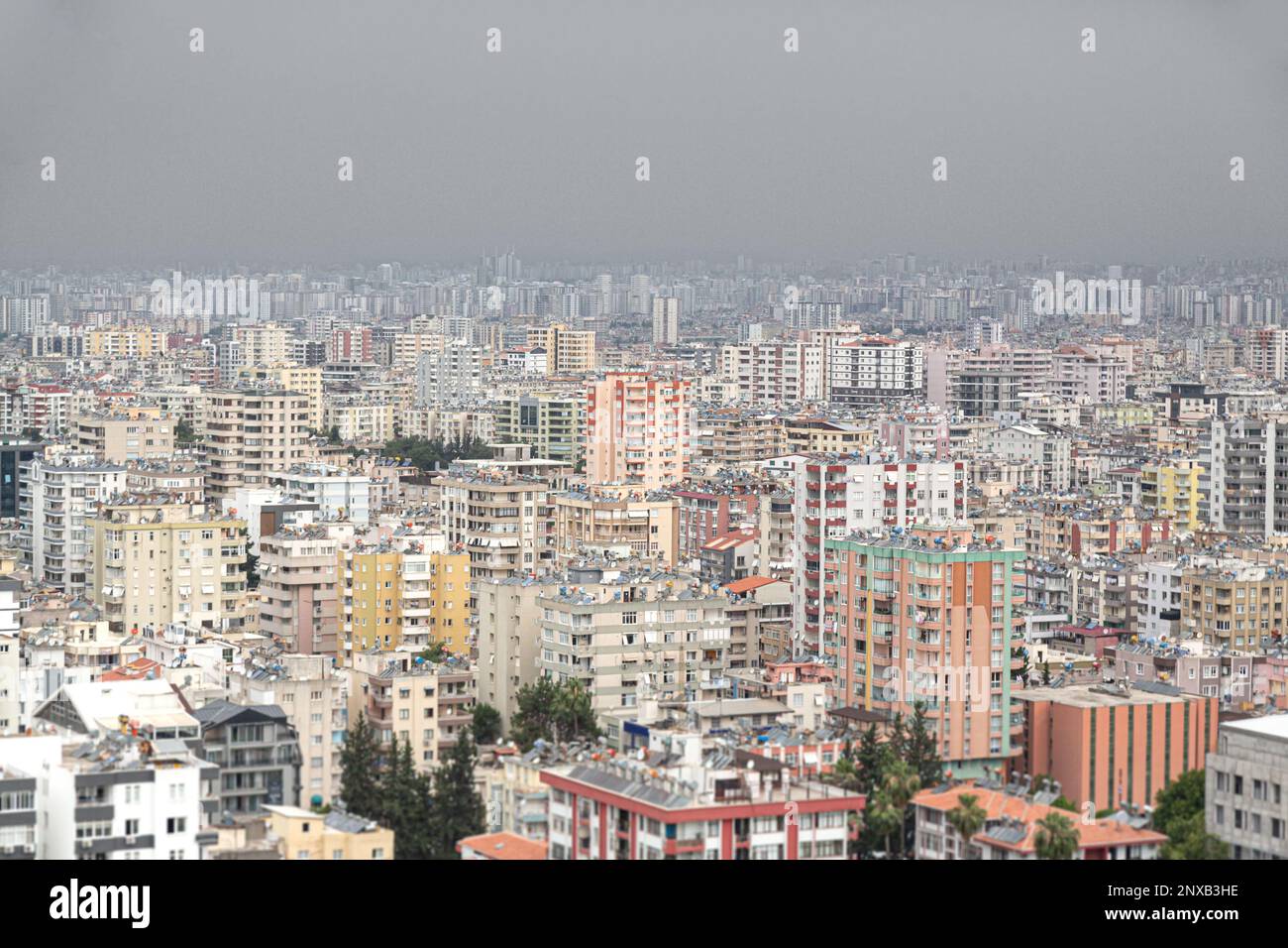 Aerial view of the new city center of Adana, Turkey. The concept of ...
