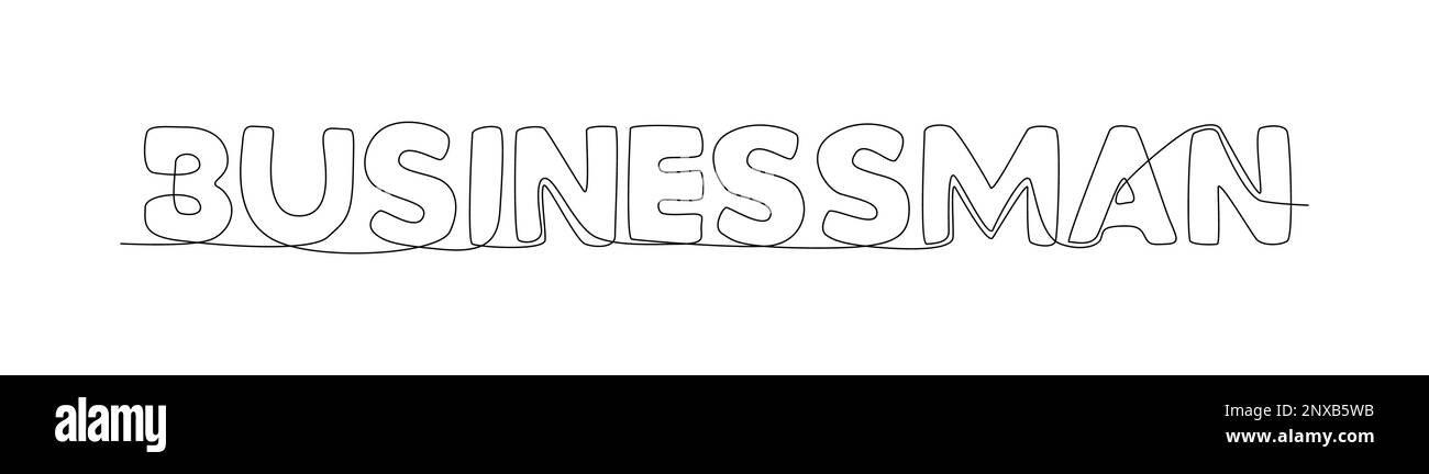 One Continuous Line Of Businessman Word Thin Line Illustration Vector