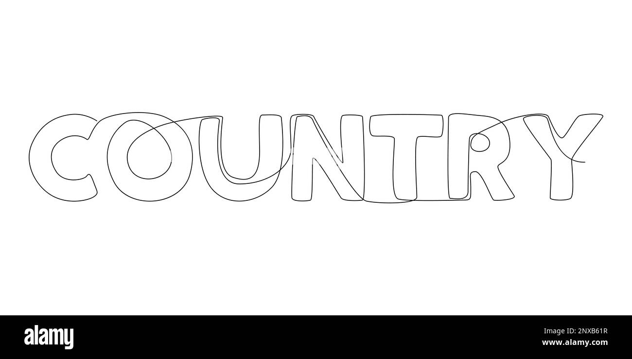 One Continuous Line Of Country Word Thin Line Illustration Vector