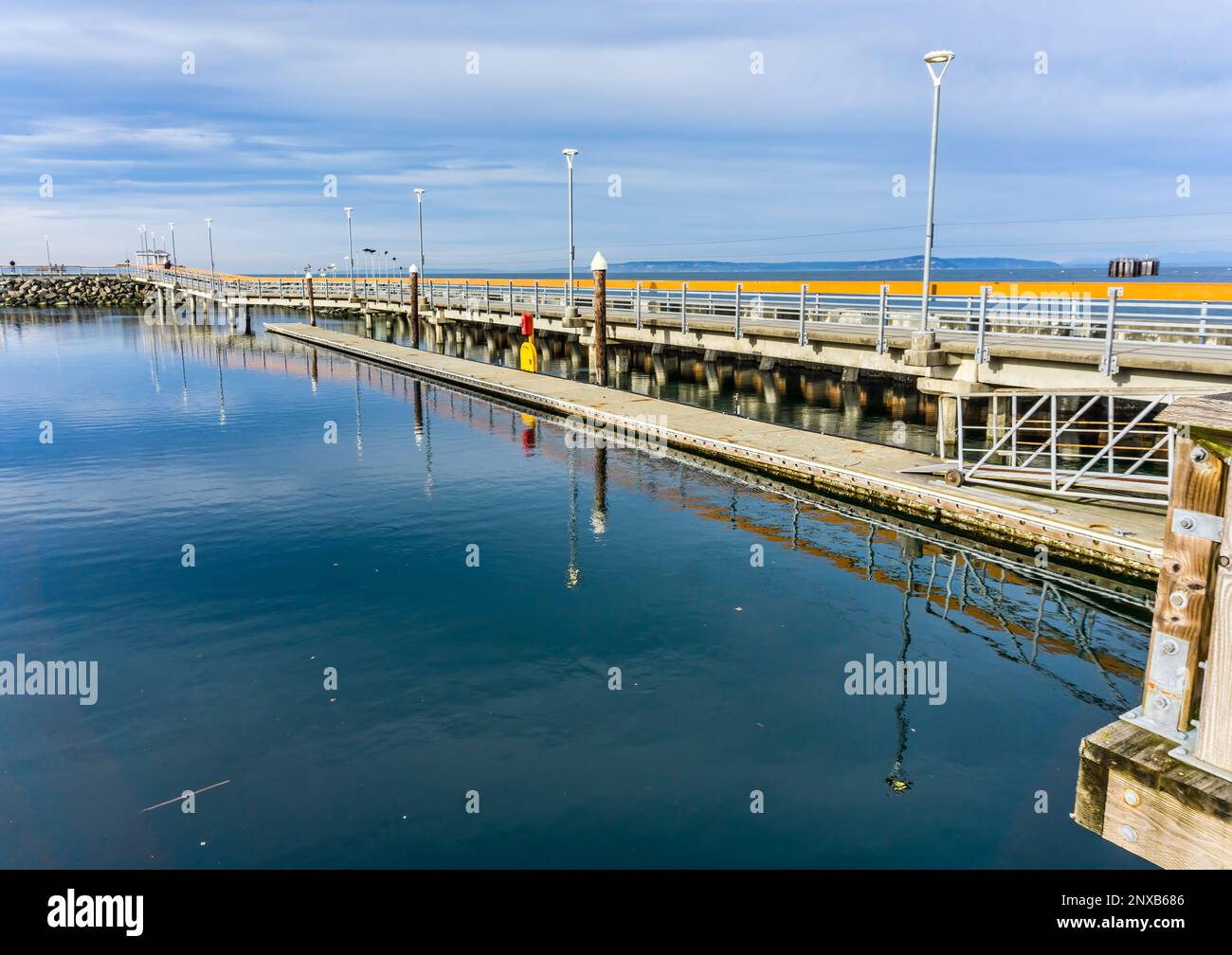 A view of the architecture of the Edumond Pier in Edmonds, Washington ...