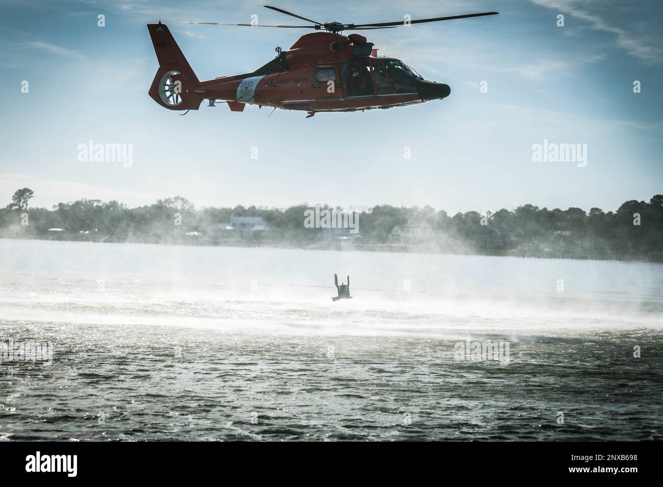 A U.S. Coast Guard Eurocopter MH-65 Dolphin Helicopter from Air station ...