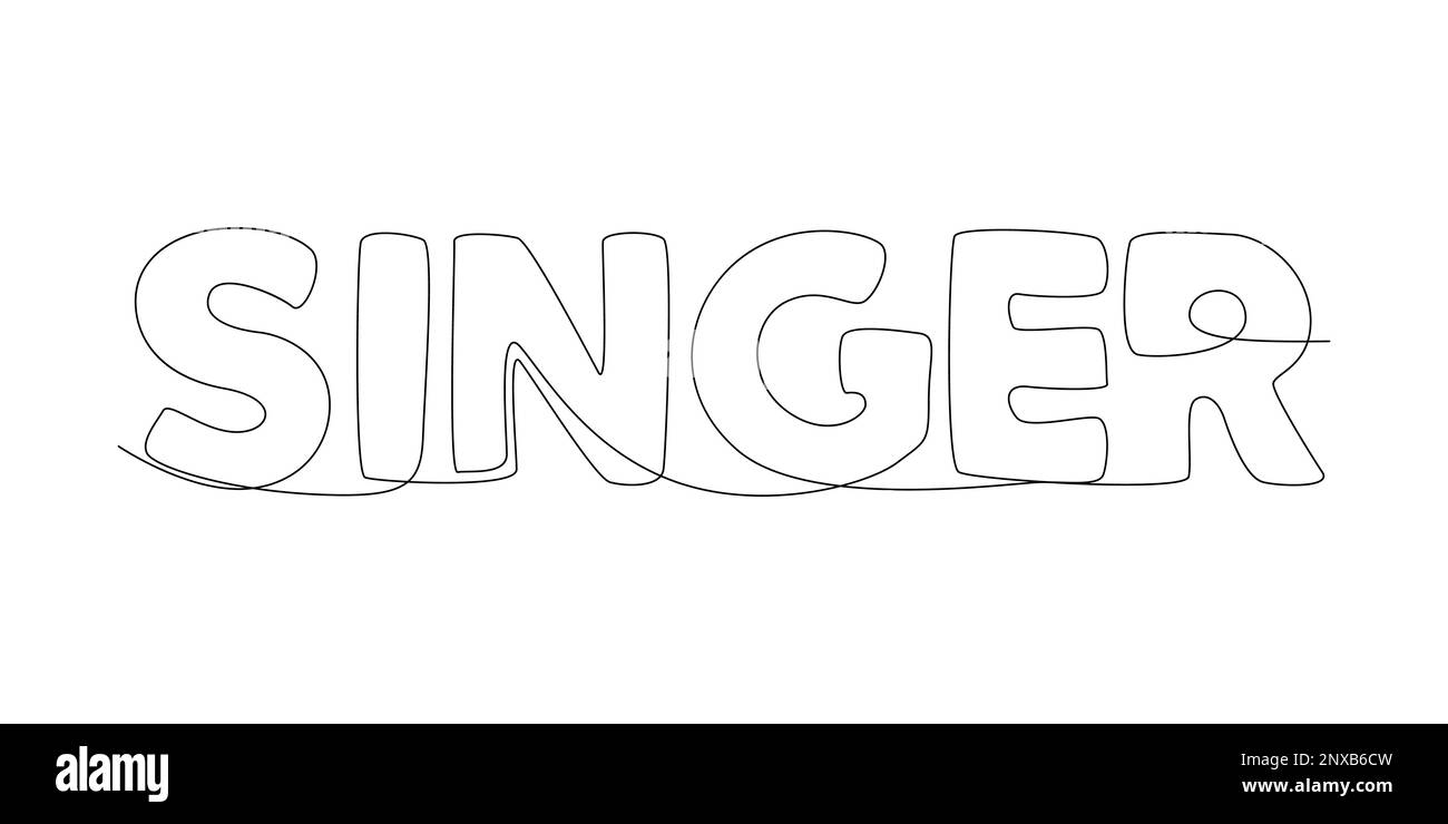 One continuous line of Singer word. Thin Line Illustration vector ...