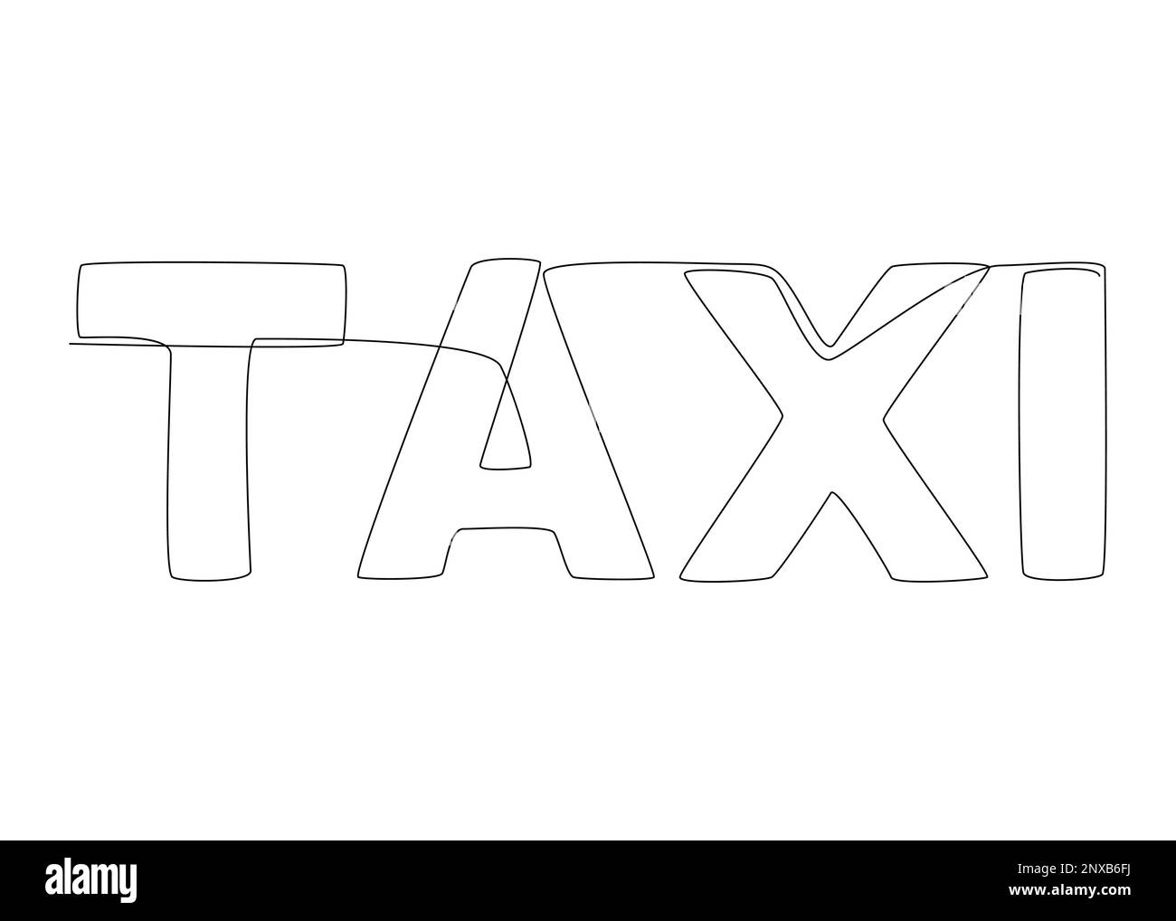 One Continuous Line Of Taxi Word Thin Line Illustration Vector Concept