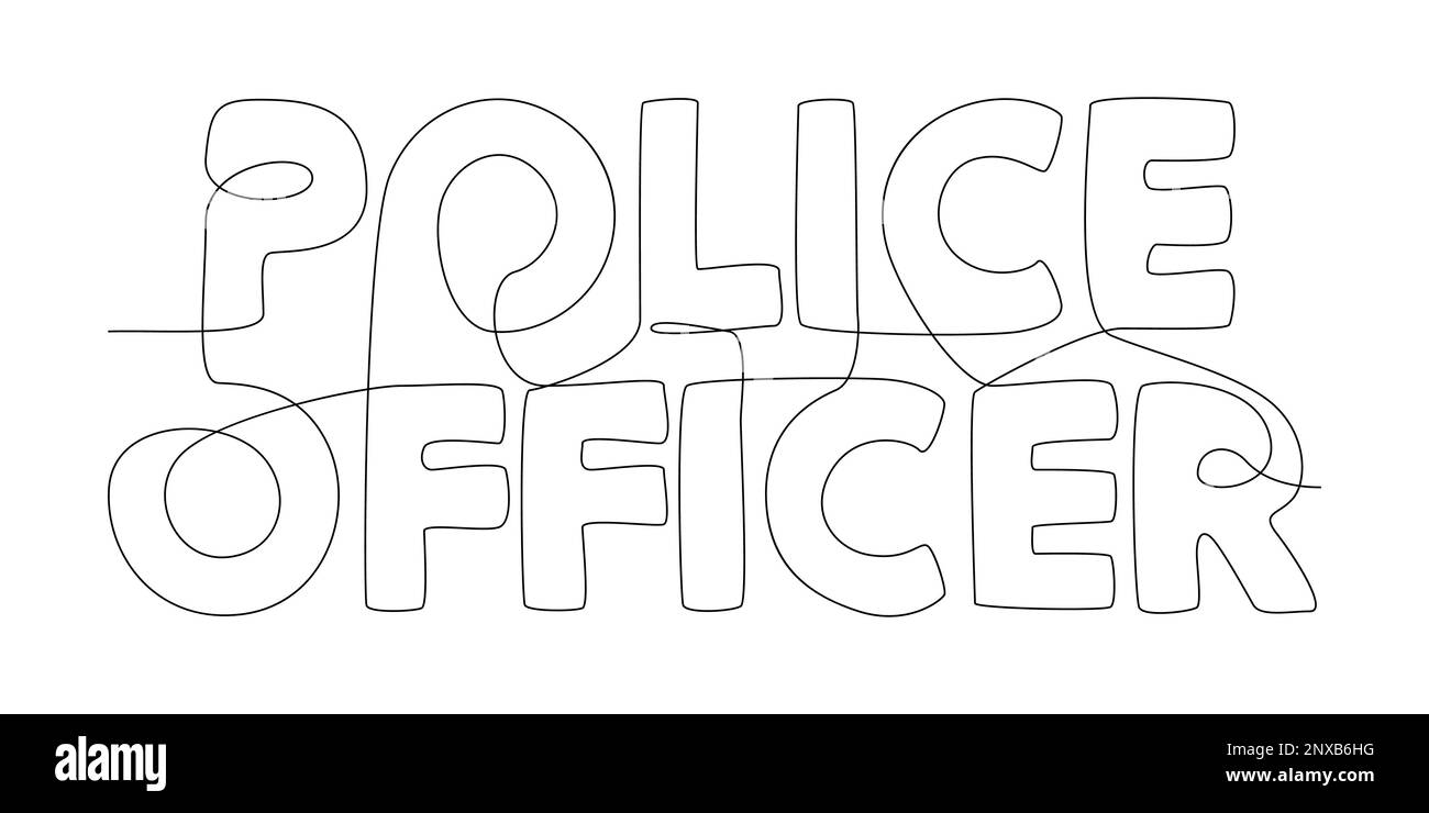 One continuous line of Police Officer word. Thin Line Illustration ...