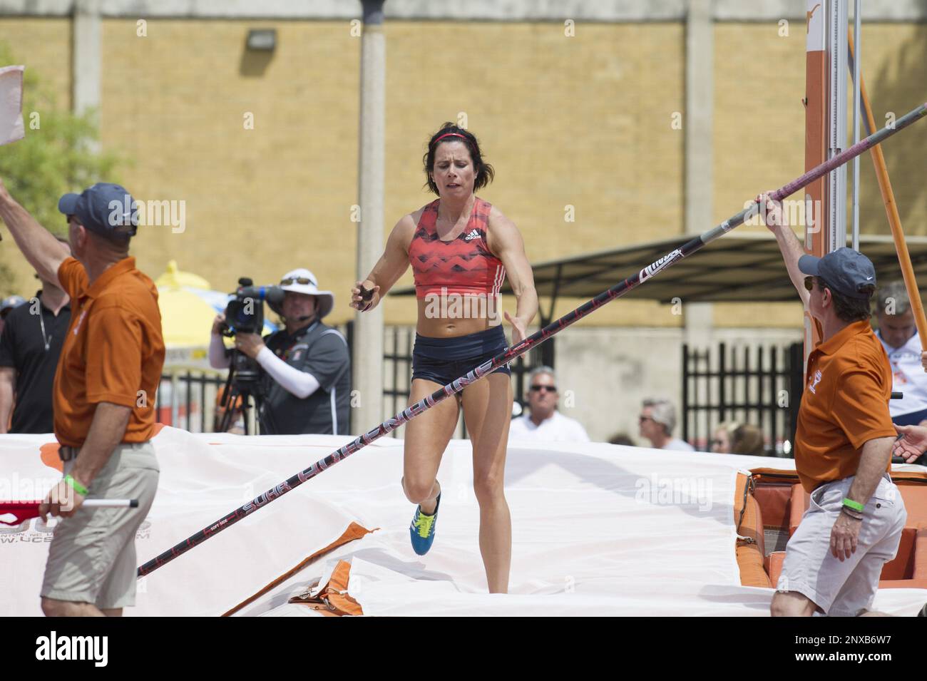 March 31, 2018: Jenn Suhr #121 with team adidas competes in the Women's ...