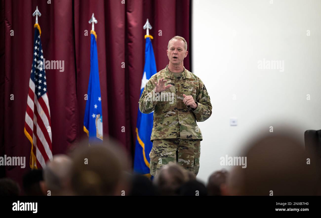 Gen. Mark Kelly, commander of Air Combat Command, conducts and All-Call ...