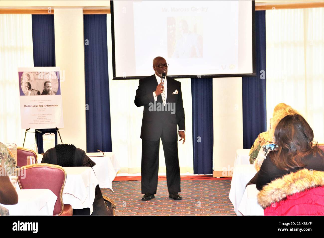 Guest speaker Marcus Gentry gives his presentation about Martin Luther ...