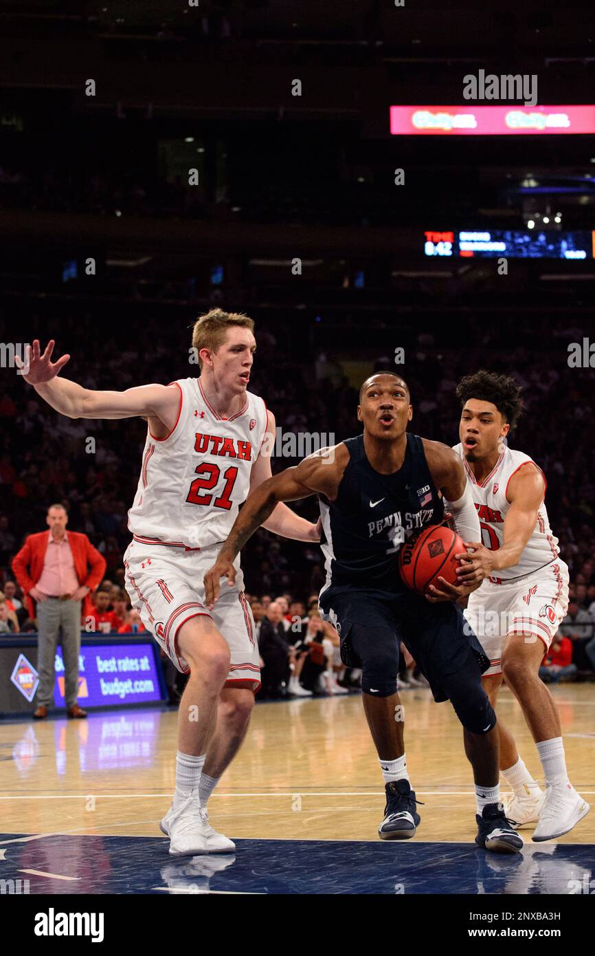 March 29, 2018: Penn State Nittany Lions guard Tony Carr (10) splits ...