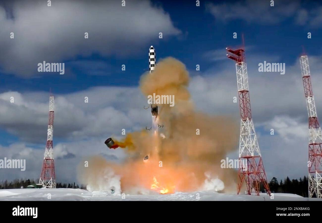 In this image from video provided by the Russian Defense Ministry Press ...