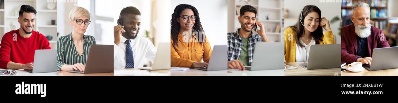 Collage for remote employee concept, set of photos Stock Photo - Alamy