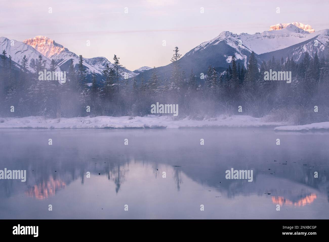 Mountain reflections in Vermilion Lakes, Banff National Park, Canadian ...