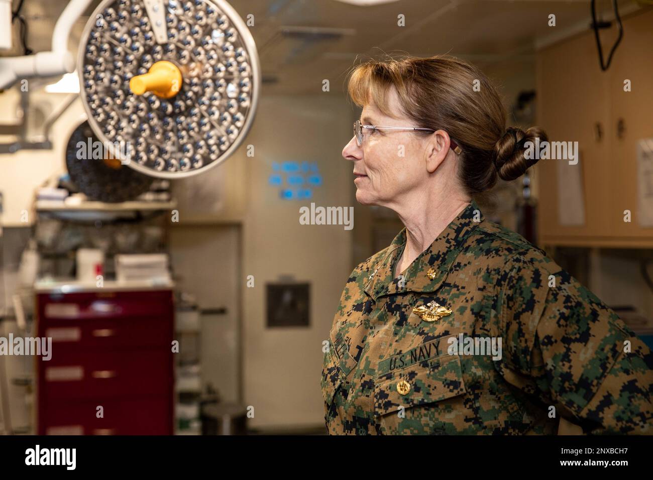 Rear Adm. Pamela Miller, command surgeon, U.S. Indo-Pacific Command, tours the medical ...