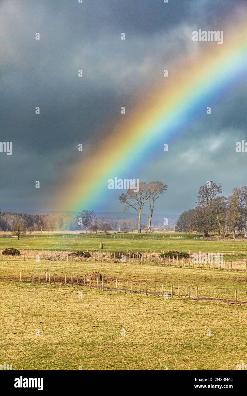 A rainbow at Lauder, Scottish Borders, Scotland UK Stock Photo - Alamy