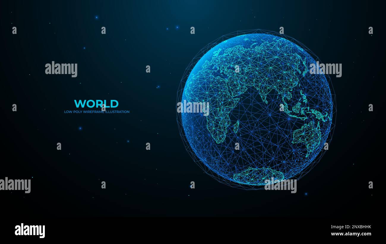 Eastern hemisphere. Polygonal digital isolated Earth. Technology globe Stock Vector Image & Art ...