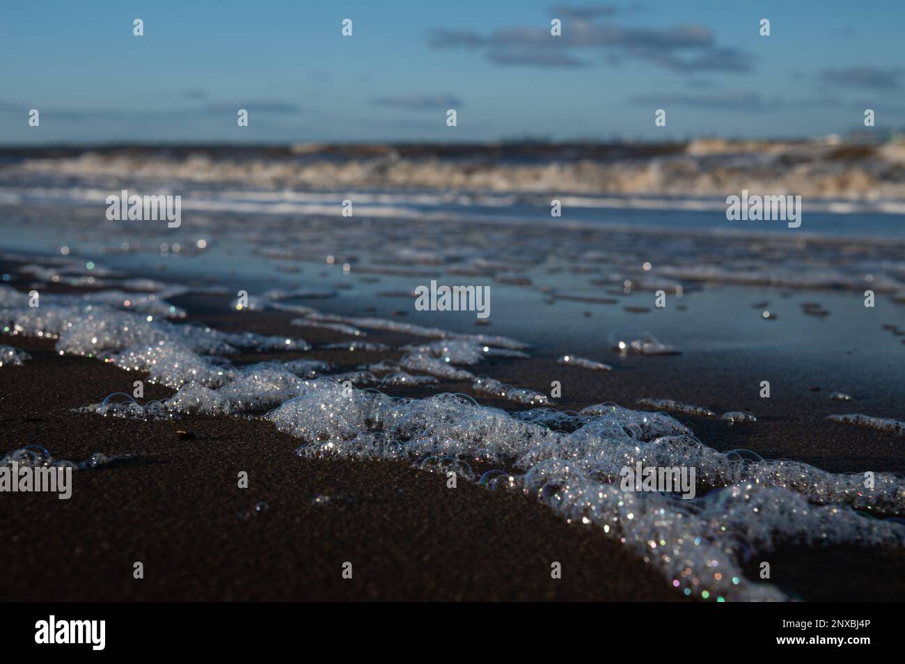 Waves and waves patterns on a beach in Walton on the Naze in Essex ...