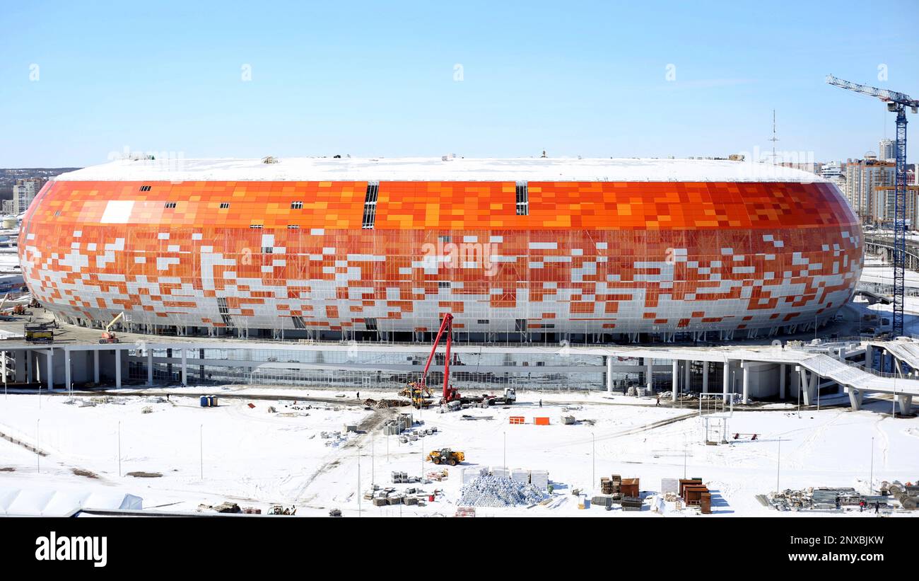A picture taken on March 25, 2018 shows Mordovia Arena in Saransk ...