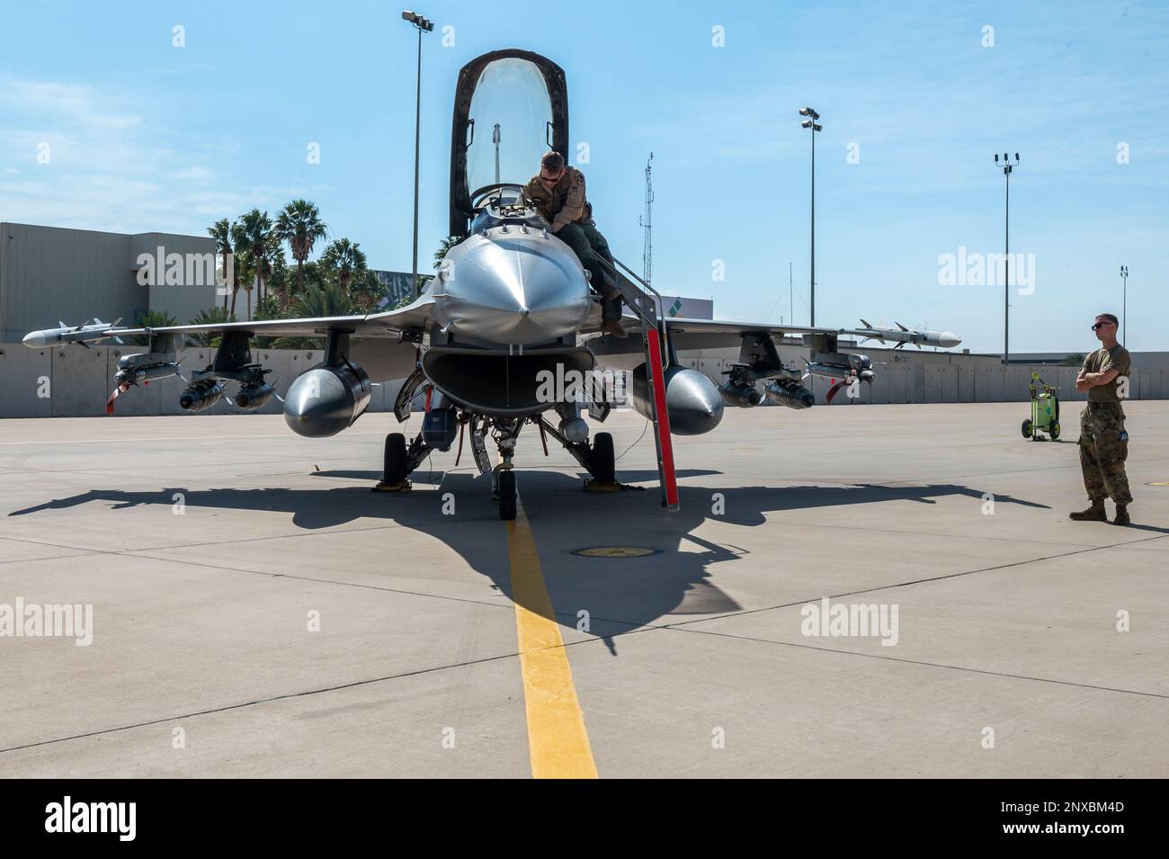 A U.S. Air Force pilot assigned to the 77th Expeditionary Fighter ...