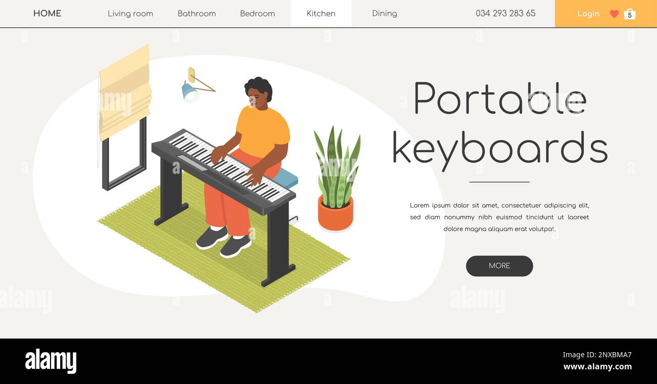 Portable keyboard - modern isometric web banner Stock Vector Image ...