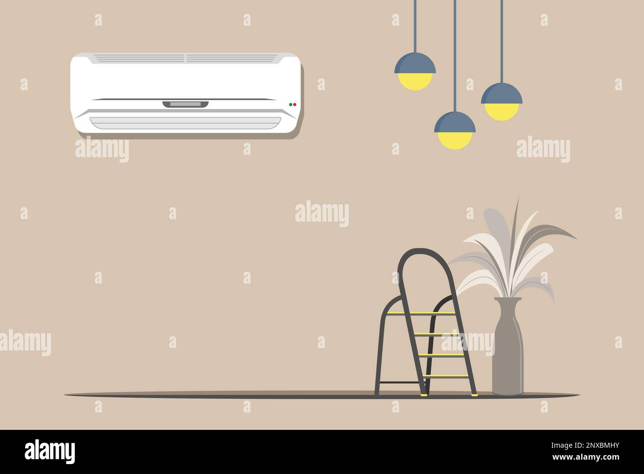 Air conditioner background isolated on green background Stock Vector ...