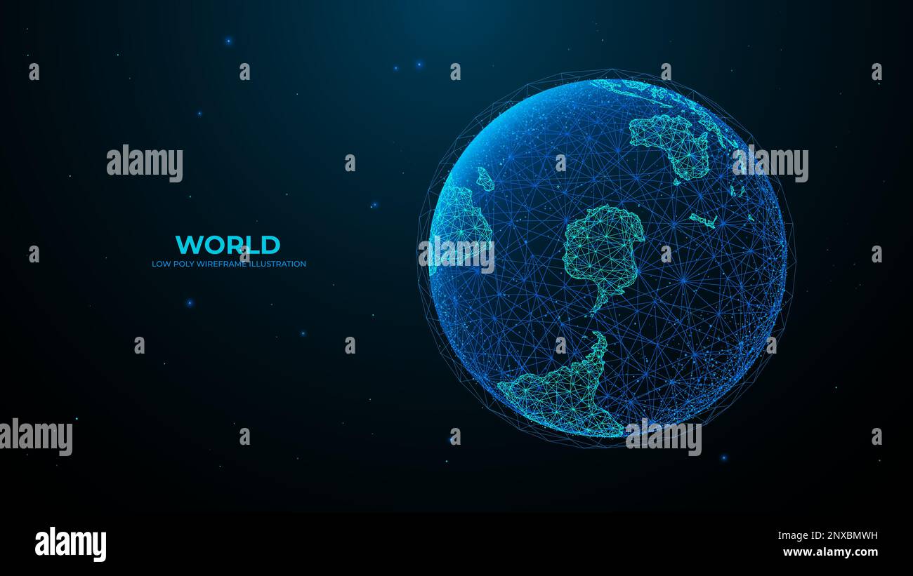 Southern Hemisphere. Polygonal digital isolated Earth. Technology globe ...