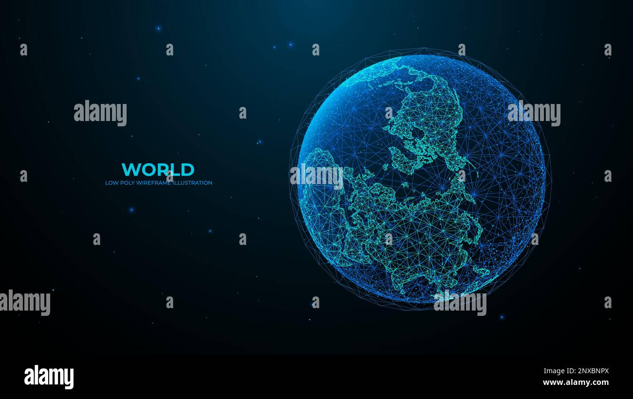North hemisphere. Polygonal digital isolated Earth. Technology globe ...