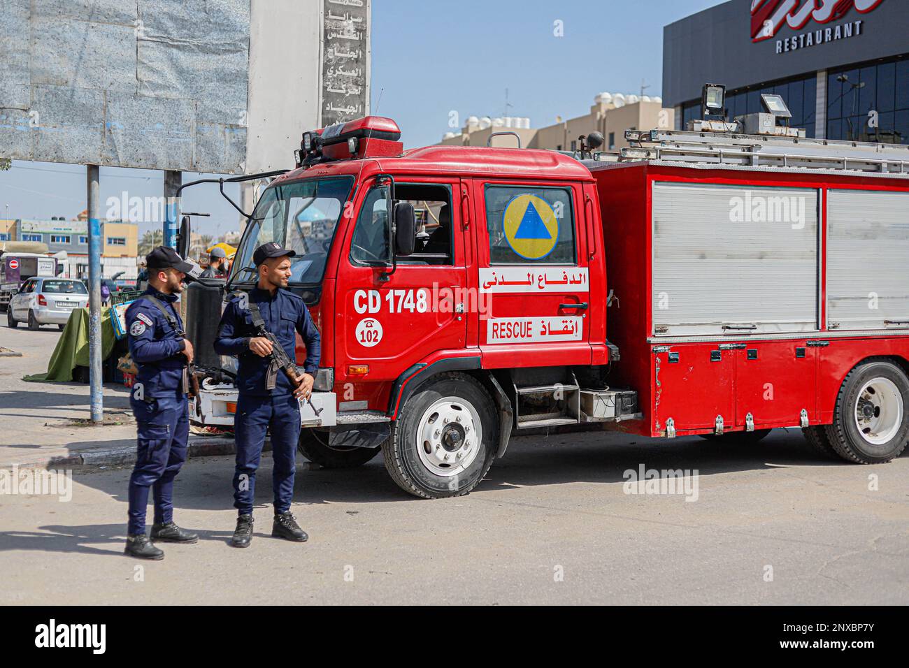Gaza, Palestine. 01st Mar, 2023. Palestinian members of civil defense ...