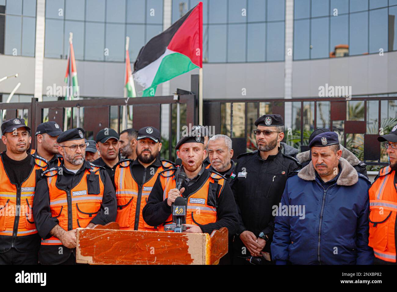 Gaza, Palestine. 01st Mar, 2023. Palestinian members of civil defense ...