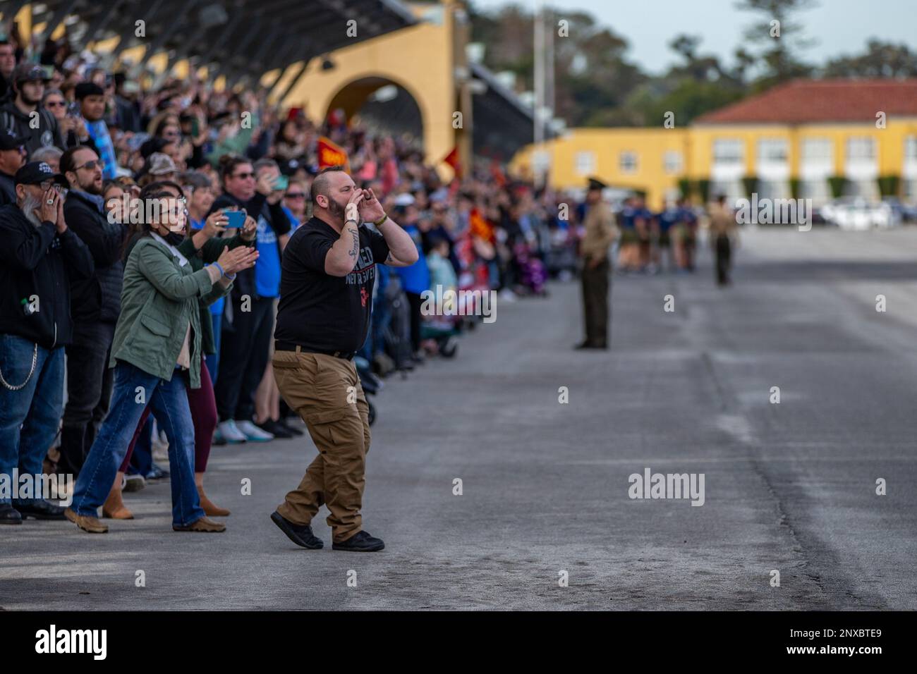 Guests of Lima Company, 3rd Recruit Training Battalion cheer on the ...
