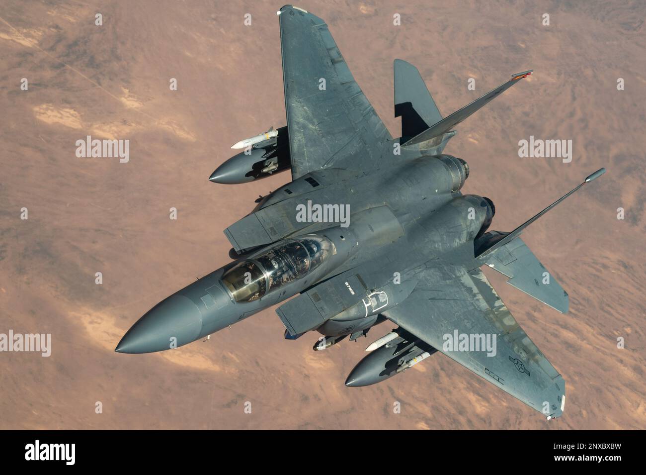 A U.S. Air Force F-15E Strike Eagle assigned to the 389th Expeditionary ...