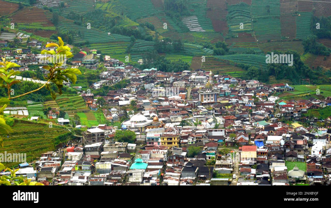 a village located in a valley on the Dieng plateau Stock Photo - Alamy