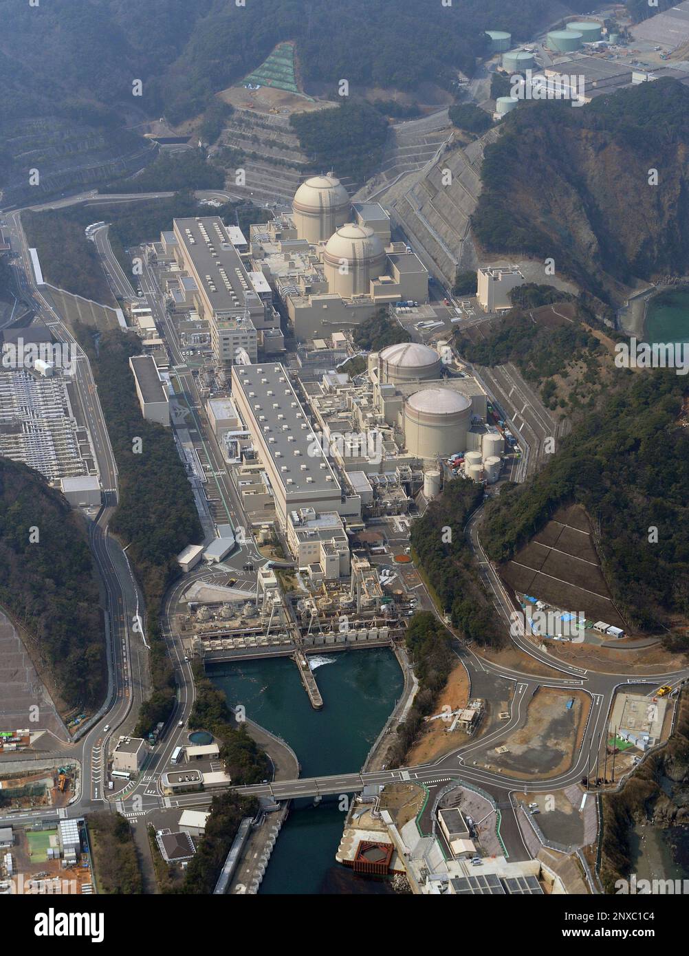An aerial taken on March 25, 2018 shows Ohi nuclear power station ...