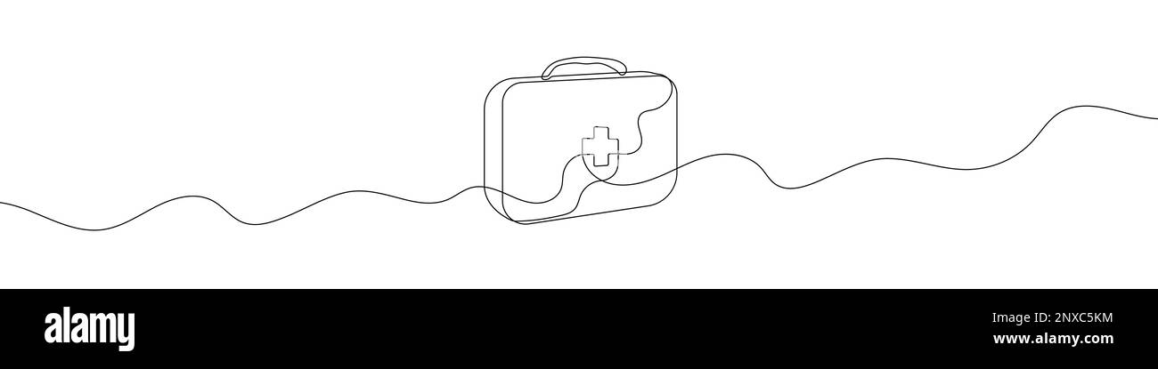 Continuous line drawing of first aid kit. Line art of first aid kit ...