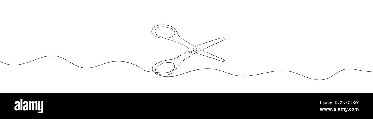 Continuous linear drawing of scissors. Single line drawing of scissors ...