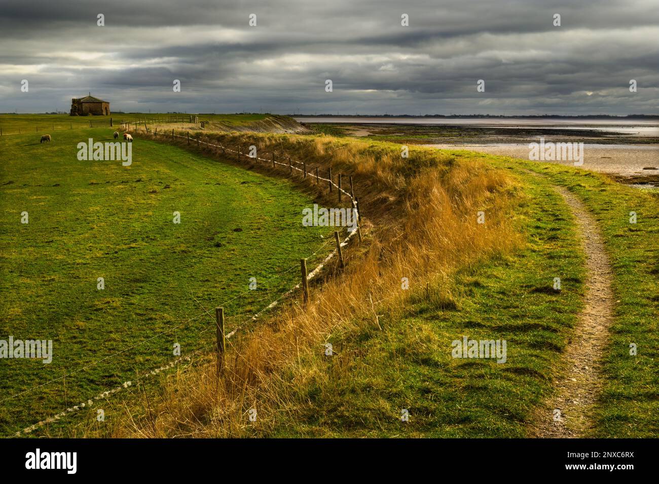 The Lancashire Coastal Way near Cockersands Abbey, Cockerham Stock ...