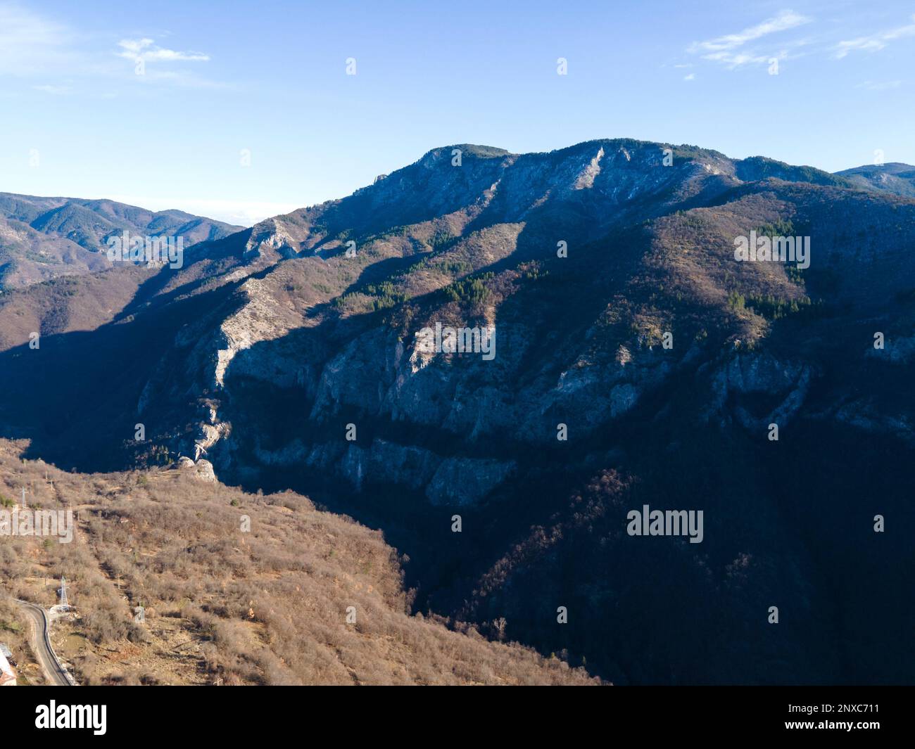Aerial view of Rhodope mountain near Village of Yugovo, Plovdiv Region ...