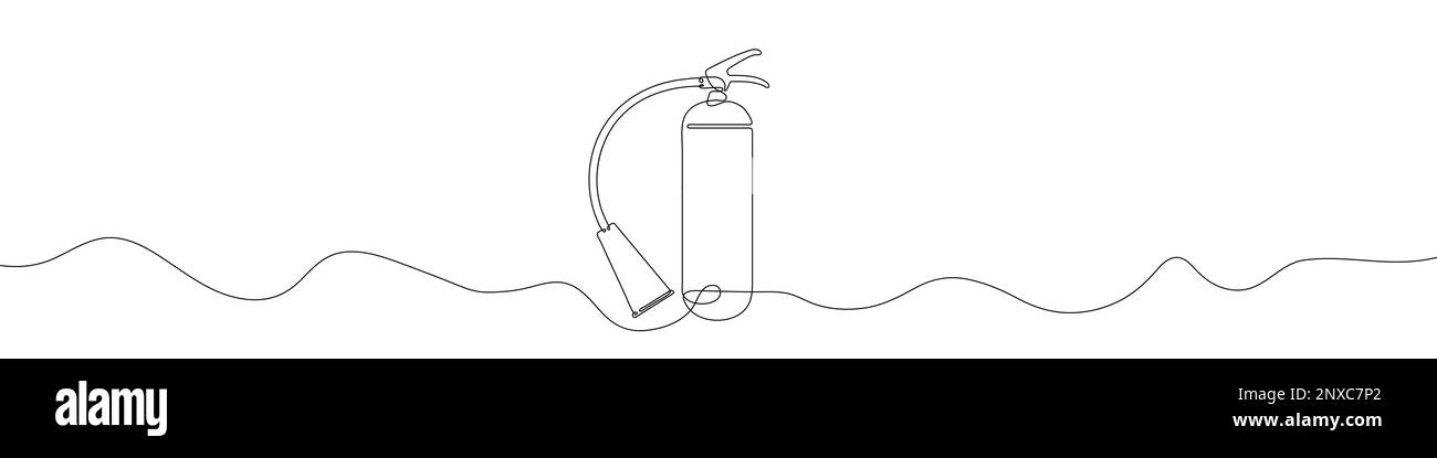 Continuous linear drawing of a fire extinguisher. Single line drawing ...