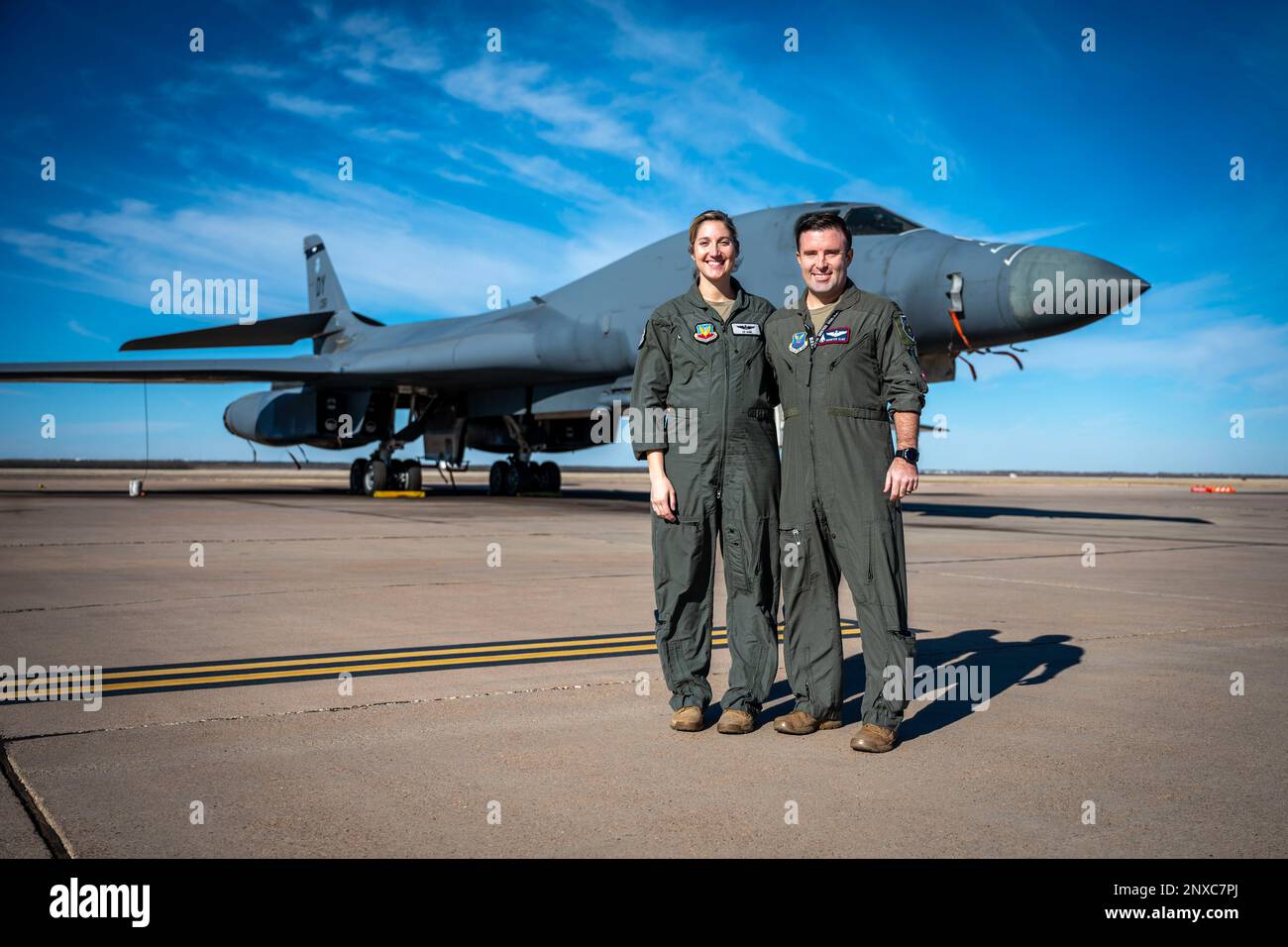 U.S. Air Force Maj. Lauren Olme, 77th Weapons Squadron assistant director of operations, and her ...