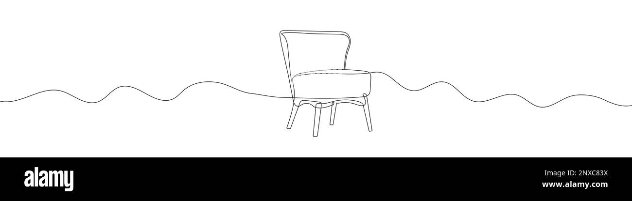 Continuous linear drawing of chair. Single line drawing of chair ...