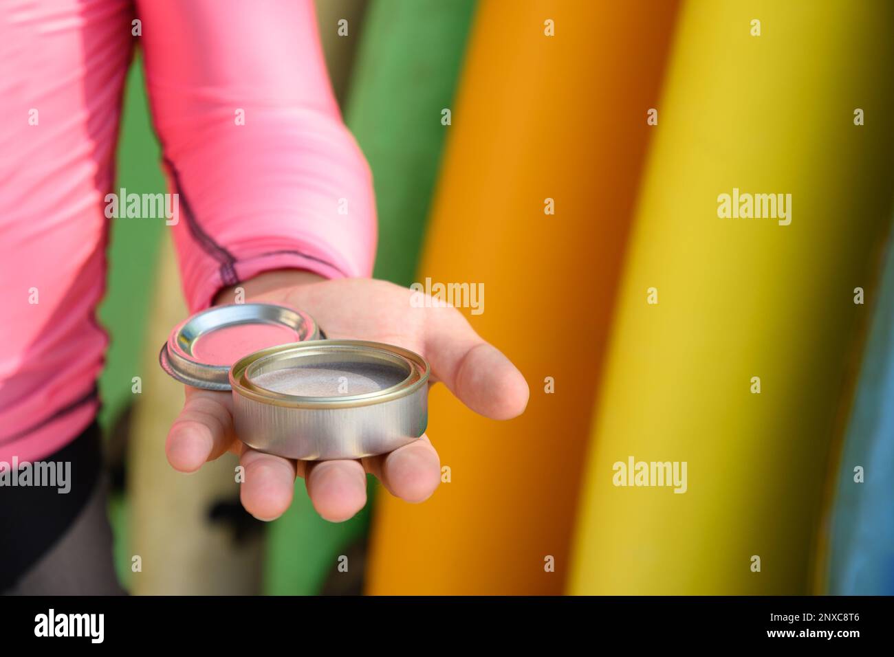 Solar surf zinc in men hand. Best and long lasting skin protection from ...