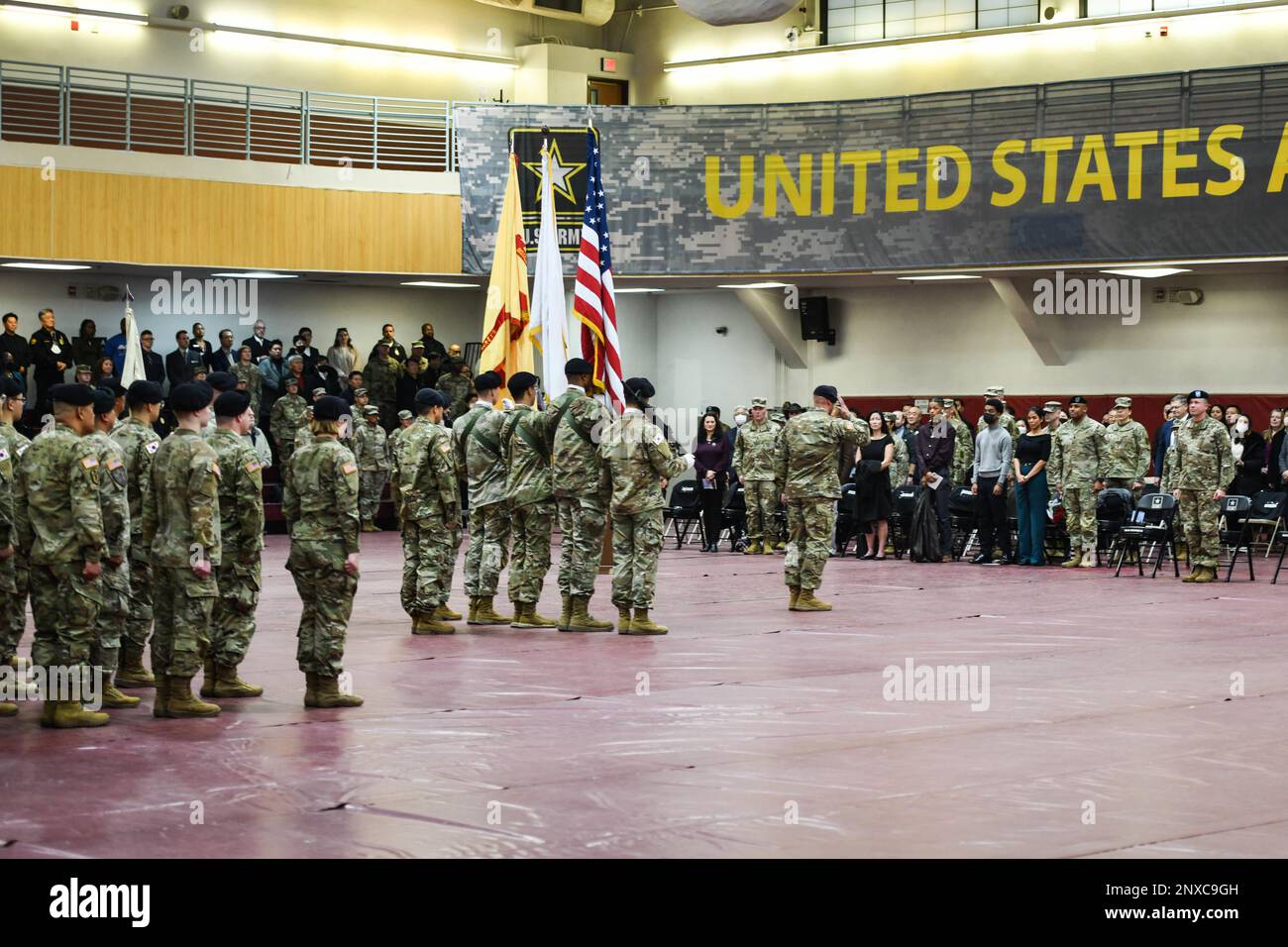 U.S. Army Soldiers stand in formation during the USAG Humphreys Change ...