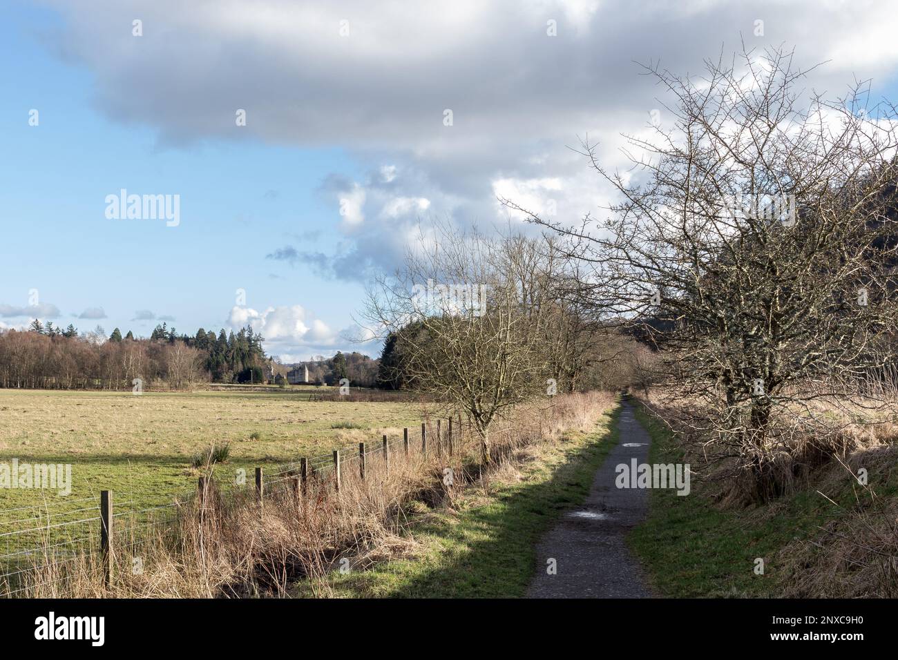 Duntreath Castle can be seen looking south from the John Muir Way and ...