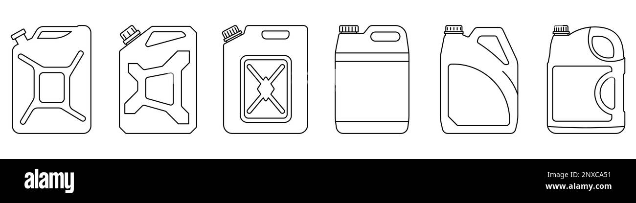 Canister icons set. Fuel tank icon. Black linear canister icon. Vector ...