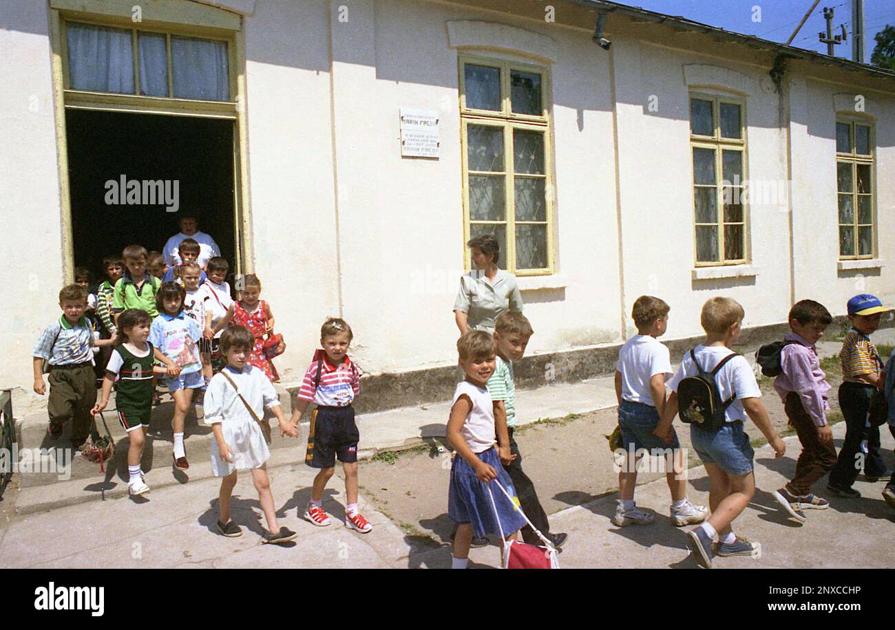 Silistea Gumesti, Teleorman County, Romania, 2000. Students at the ...