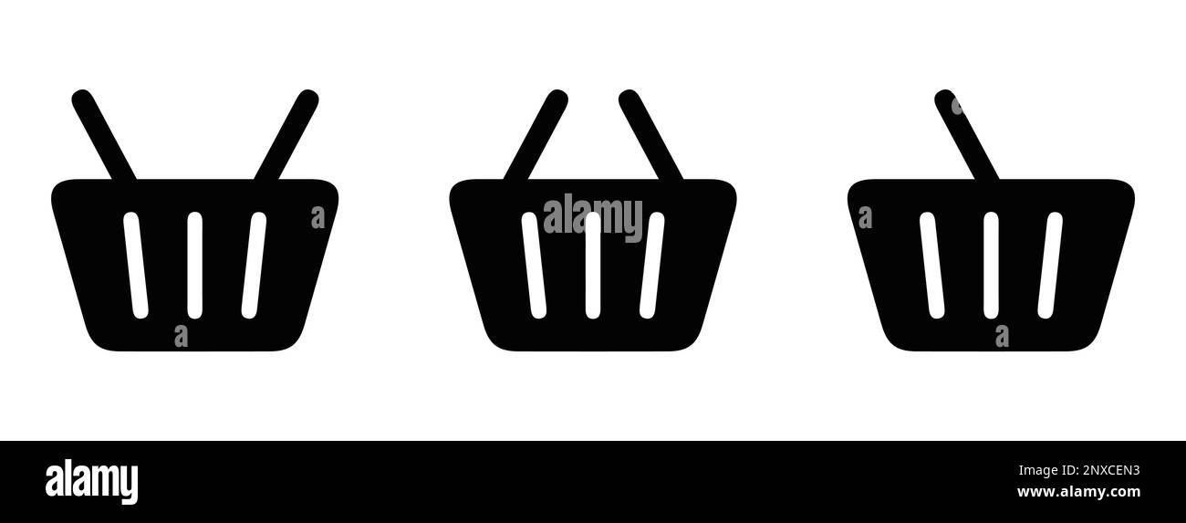 Shopping basket icon. Set of shopping basket symbols in flat design ...