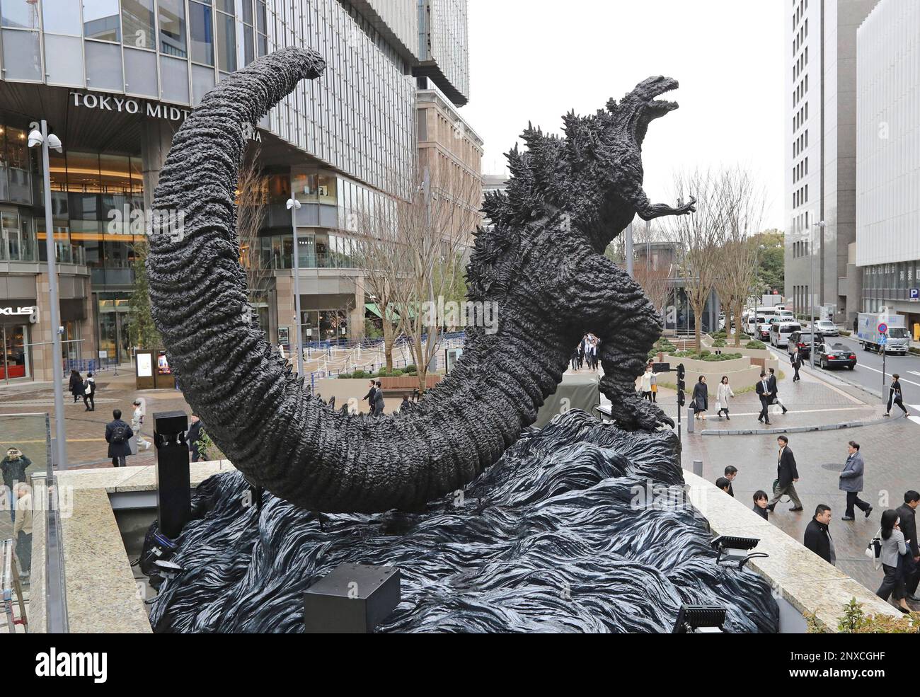 New Godzilla statue is unveiled during the opening ceremony at "Hibiya ...