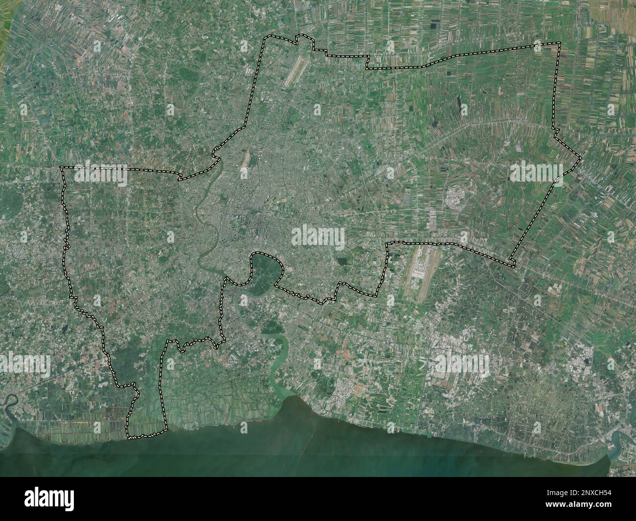 Bangkok Metropolis, province of Thailand. High resolution satellite map ...